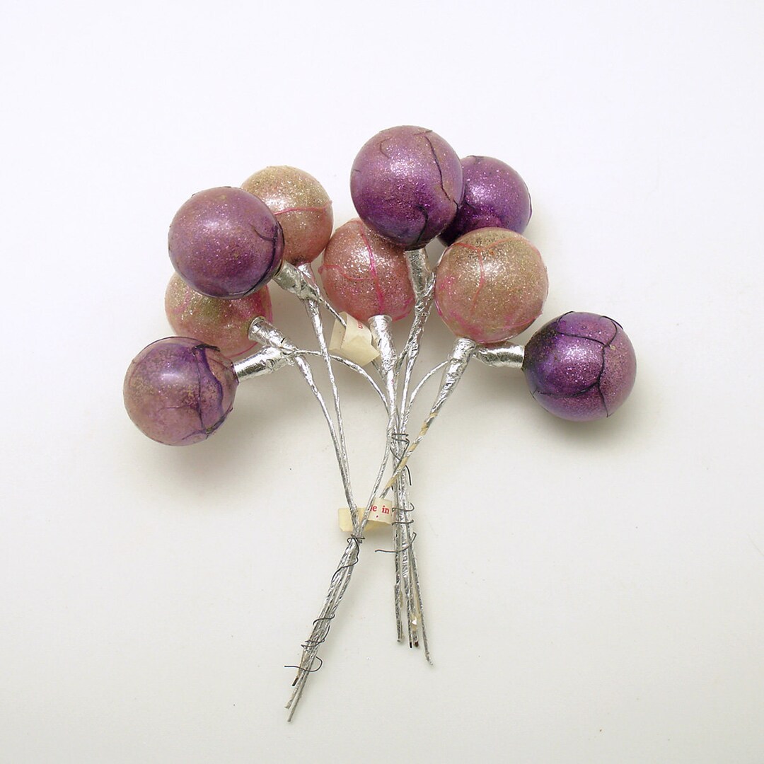 Vintage Purple Pink Glass Ball Picks - Etsy