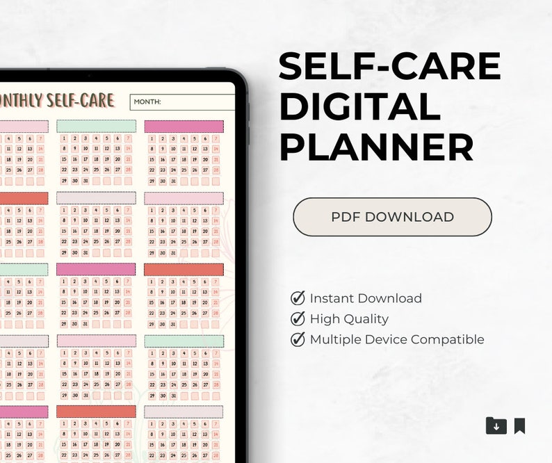 Monthly Self-care Smart Goal Setting Digital Planner Digital Template ...