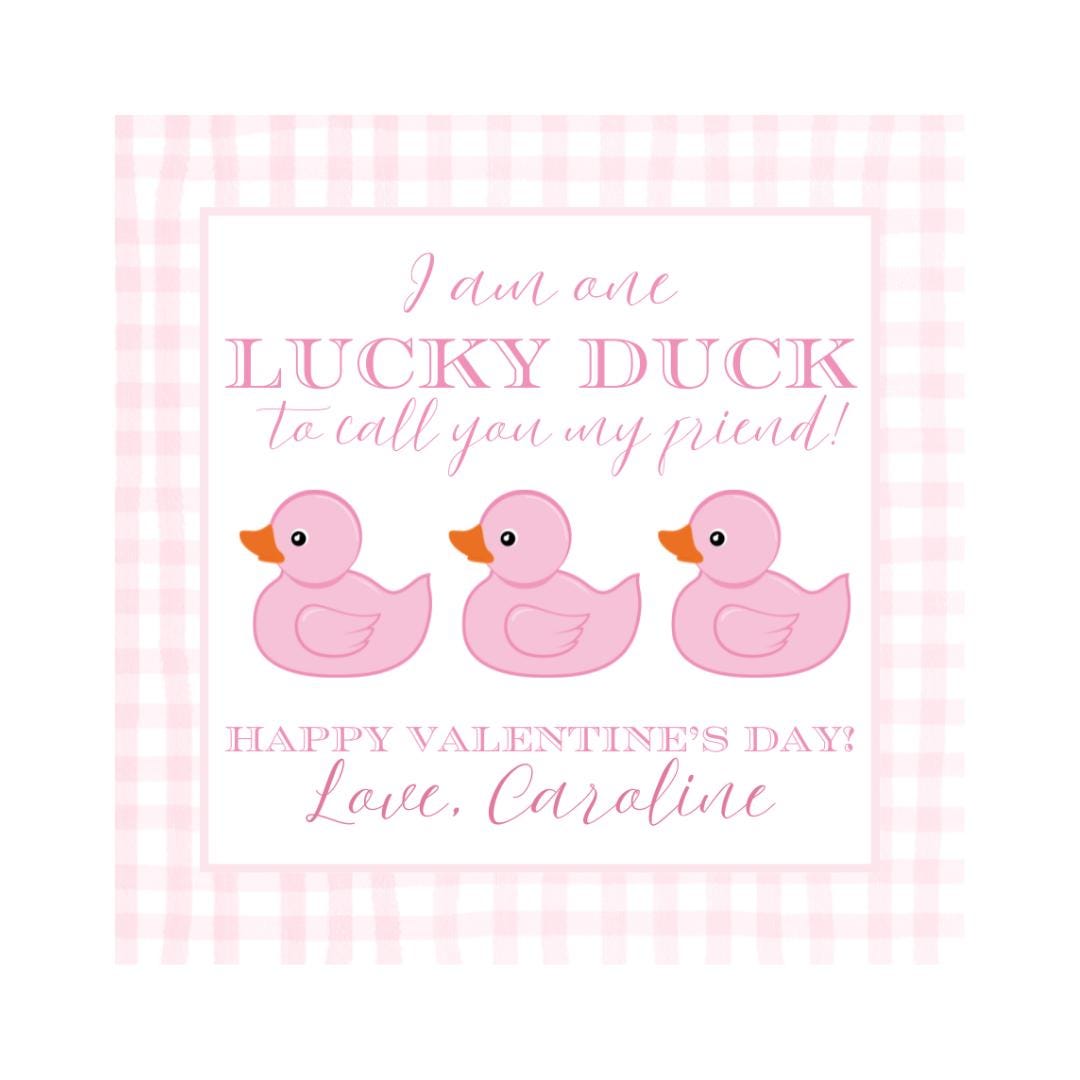Valentine Gift Tag Rubber Duck Lucky Duck Girl/toddler/kindergarten ...