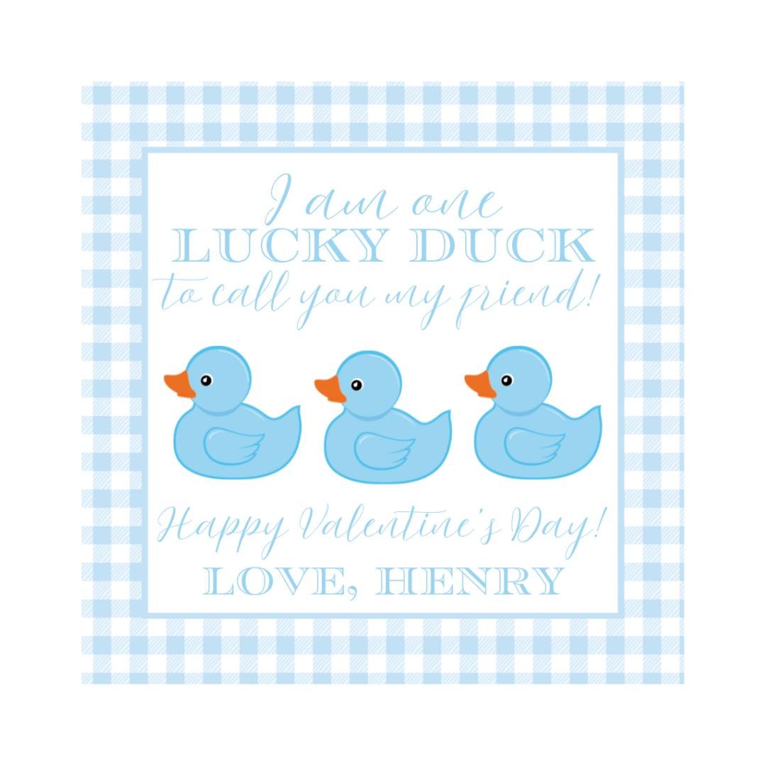 Valentine Gift Tag Rubber Duck Lucky Duck Boy/toddler/kindergarten ...