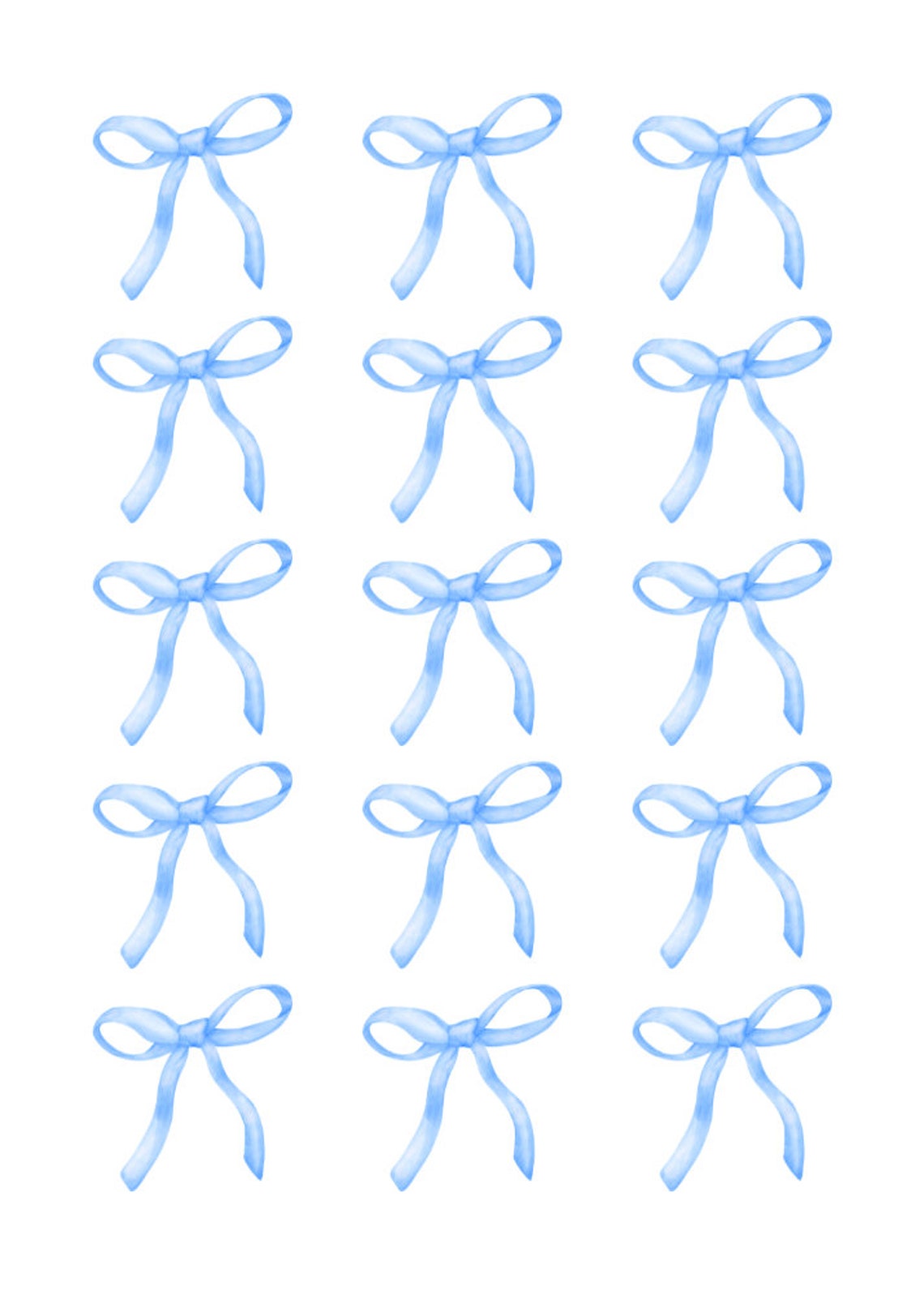 Light Blue Watercolor Bows Download File for 5x7 Print - Etsy UK