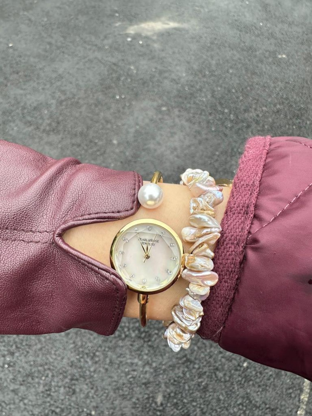 Beaded Chic Pearl Watch, Classic Pearl Watch, Dainty Real Pearl Watch ...