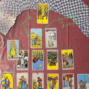13 Card Pyramid (plus One Clarifier) Tarot Card Reading, 14 Cards Total ...