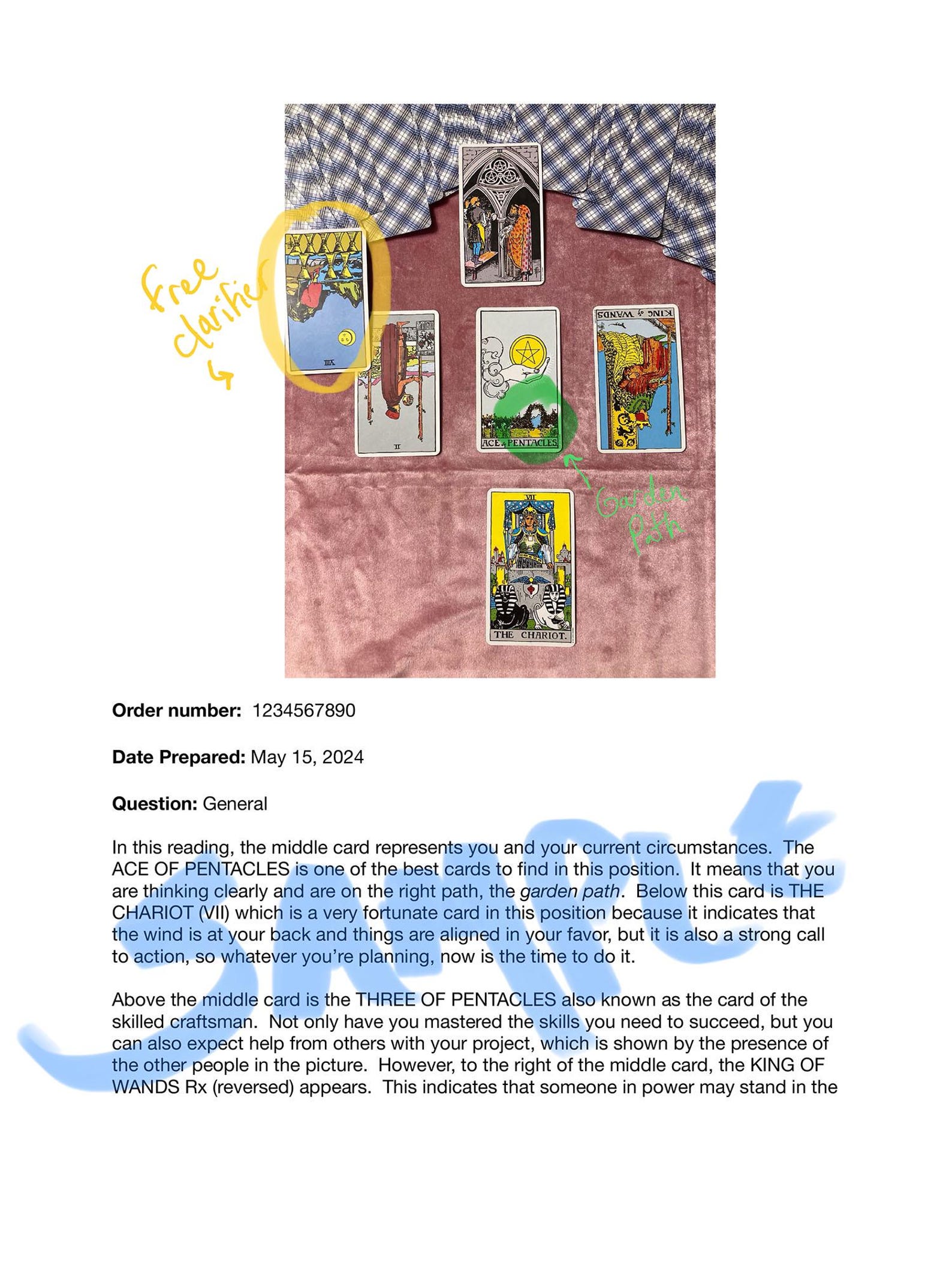 5 Card (plus One Clarifier) Tarot Card Reading, 6 Cards Total, Fortune ...