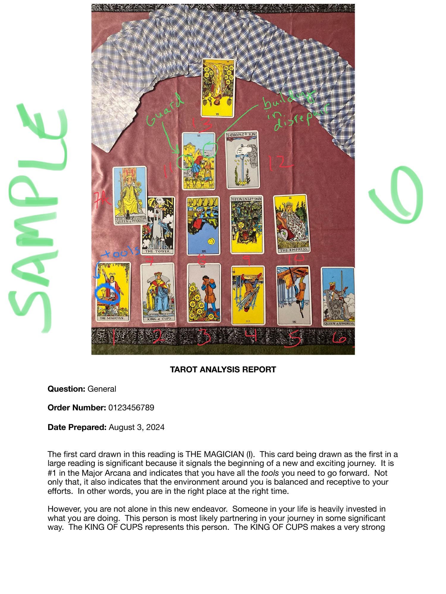 13 Card Pyramid (plus One Clarifier) Tarot Card Reading, 14 Cards Total ...