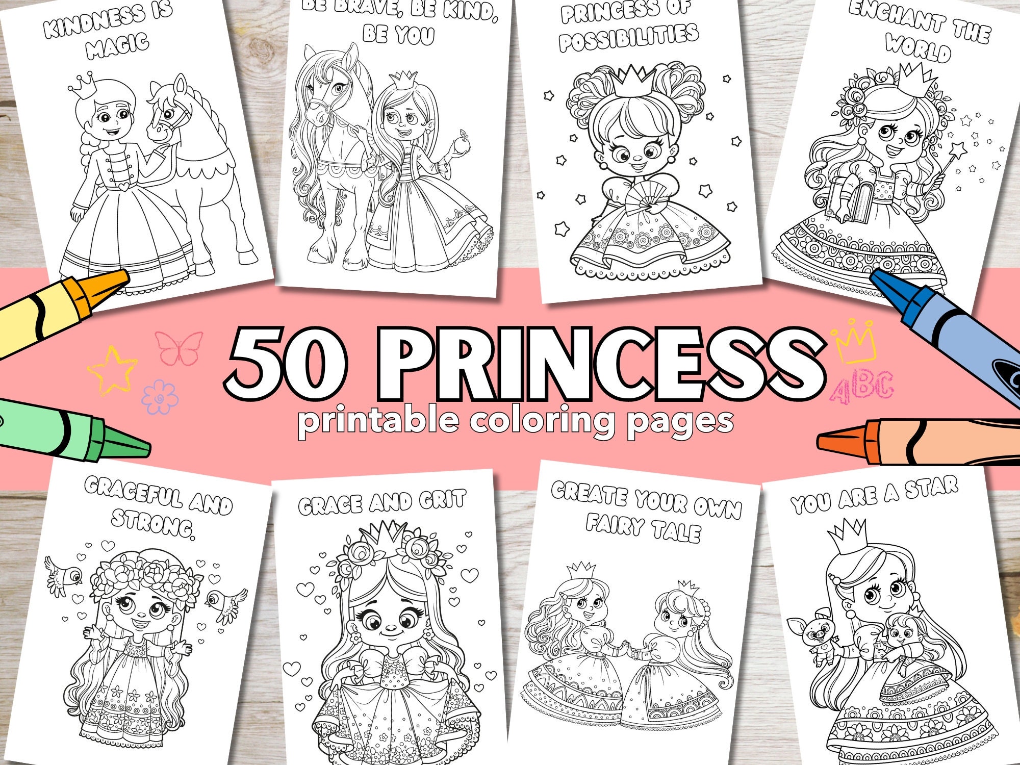 50 Cute Princess Coloring Pages | Easy Coloring for Kids | Preschoolers ...