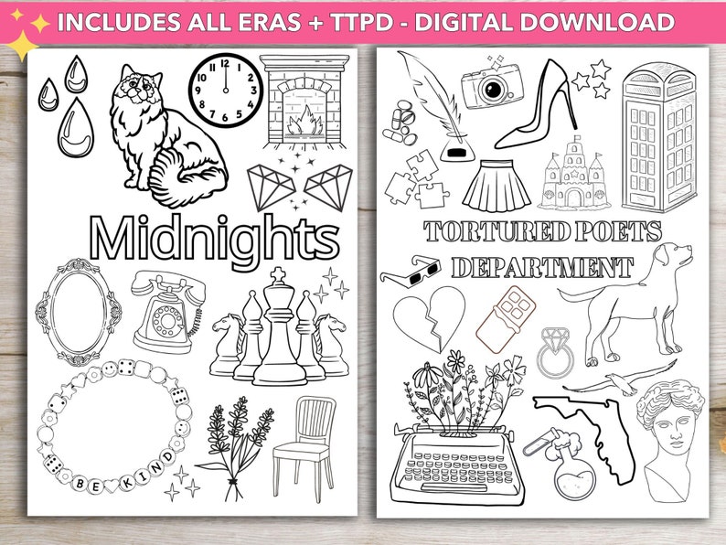 Swiftie Eras Coloring Pages Printable Taylor Coloring Book Digital ...
