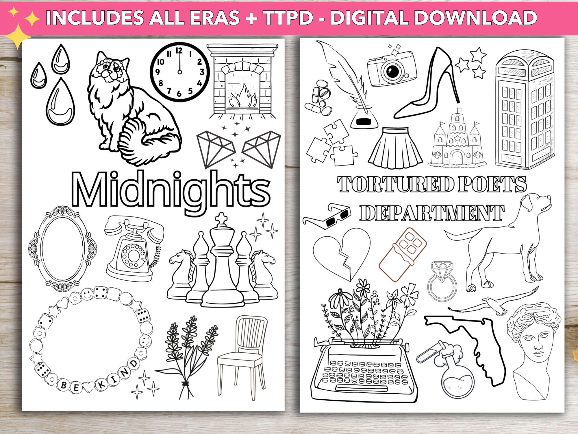 Swiftie Eras Coloring Pages Printable Taylor Coloring Book Digital ...