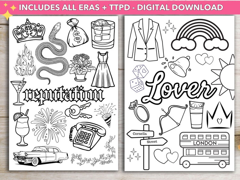 Swiftie Eras Coloring Pages | Printable Taylor Coloring Book | Digital ...