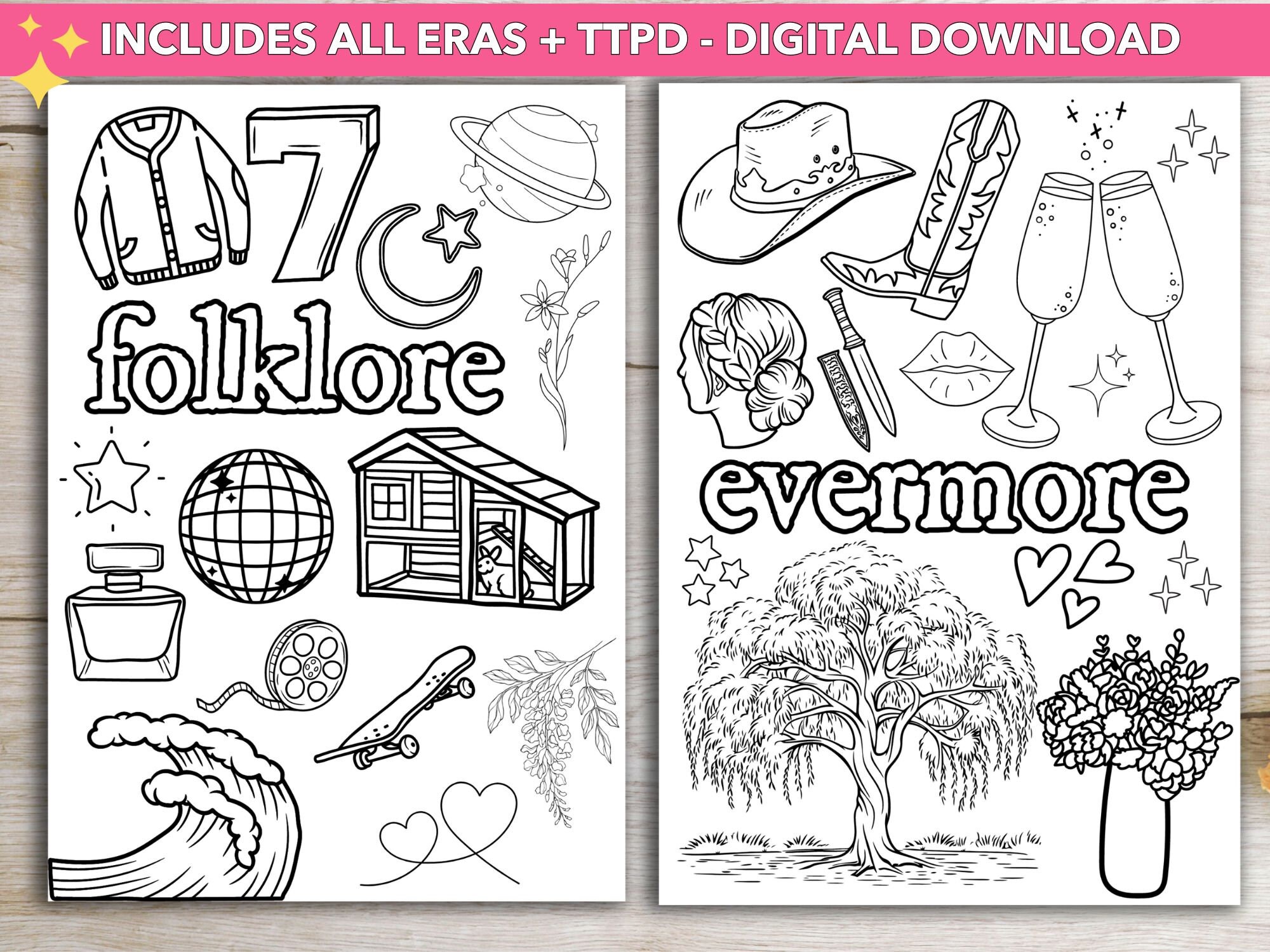 Swiftie Eras Coloring Pages Printable Taylor Coloring Book Digital ...