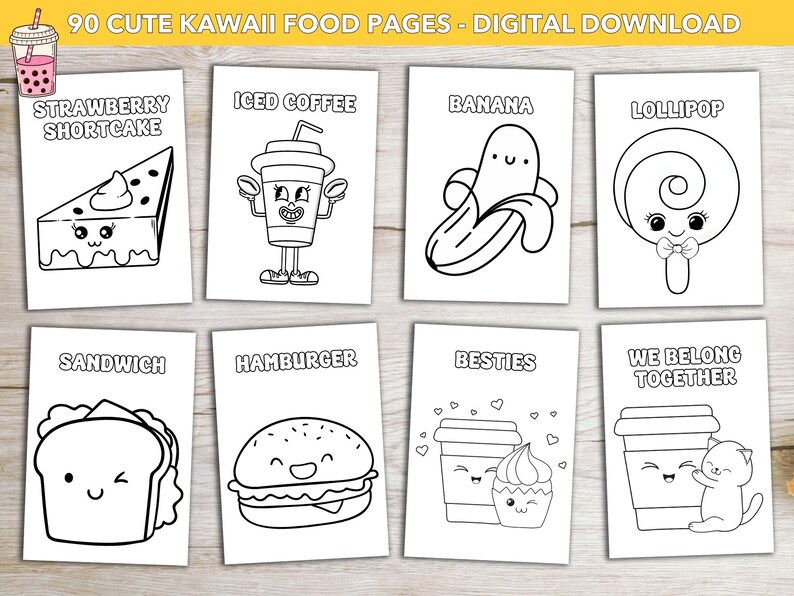 90 Cute Kawaii Food Coloring Pages | Easy Coloring for Kids ...