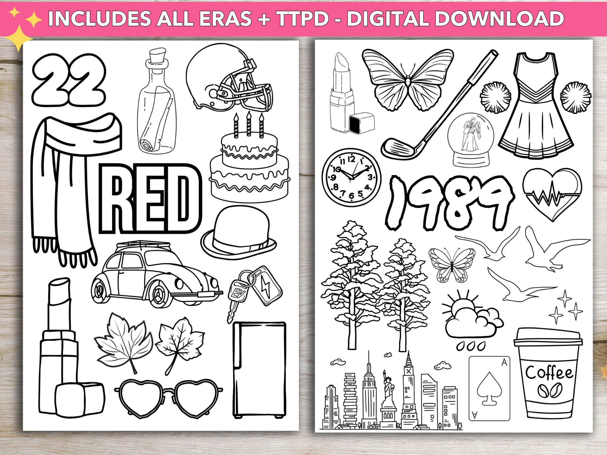Swiftie Eras Coloring Pages | Printable Taylor Coloring Book | Digital ...