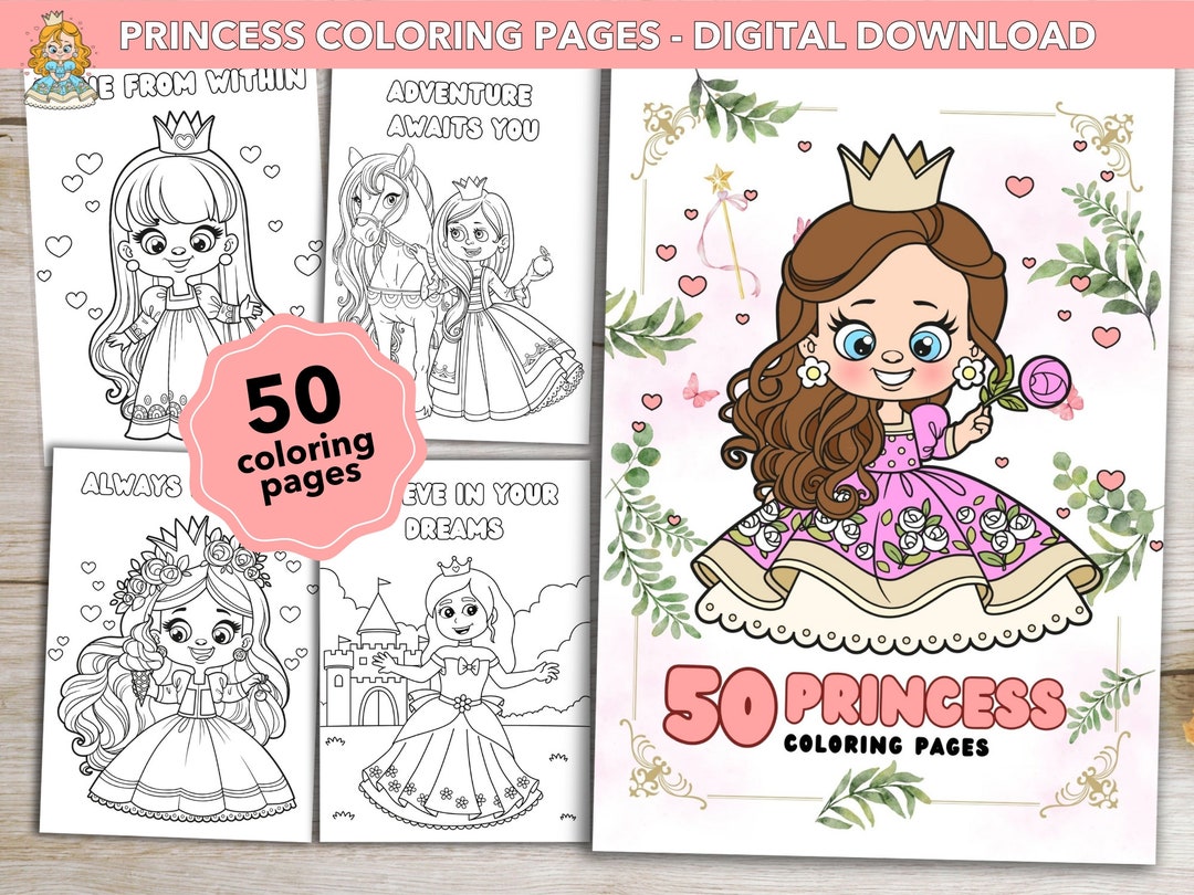 50 Cute Princess Coloring Pages | Easy Coloring for Kids | Preschoolers ...