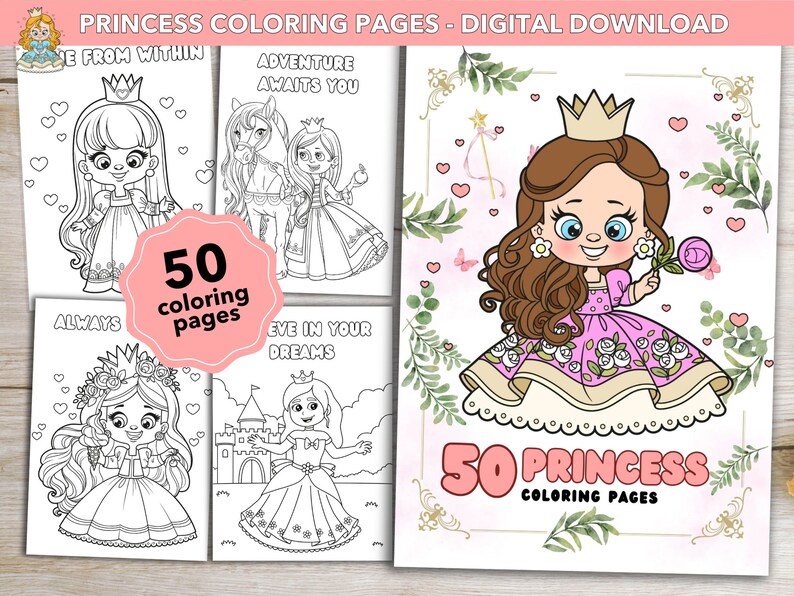 50 Cute Princess Coloring Pages | Easy Coloring for Kids | Preschoolers ...