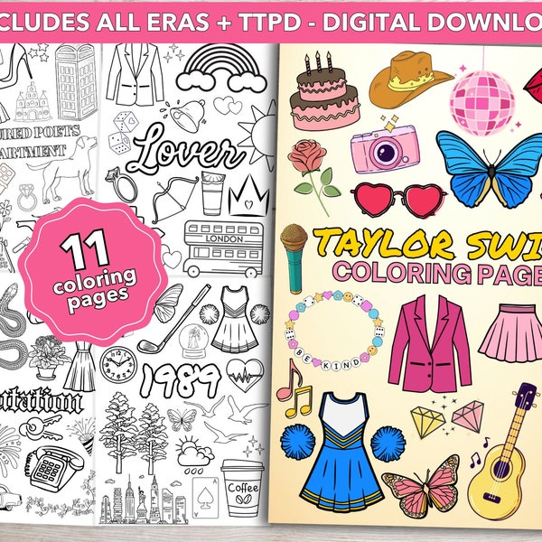 Swiftie Eras Coloring Pages - Etsy