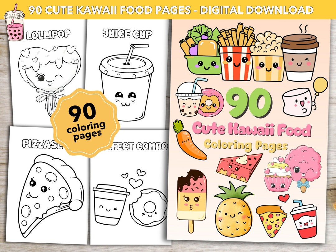 90 Cute Kawaii Food Coloring Pages | Easy Coloring for Kids ...