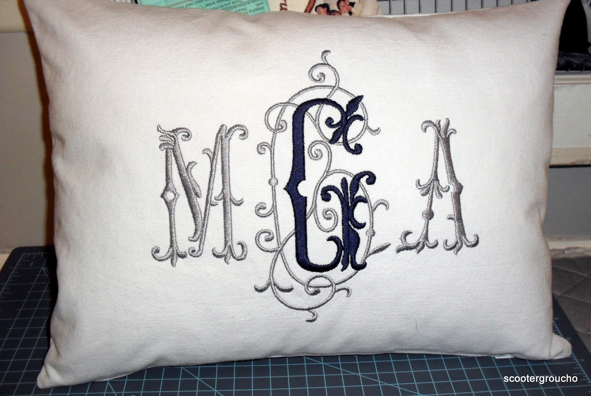 Custom Large Embroidered Monogram Pillow -16 by 12"- Great Gift Idea ...