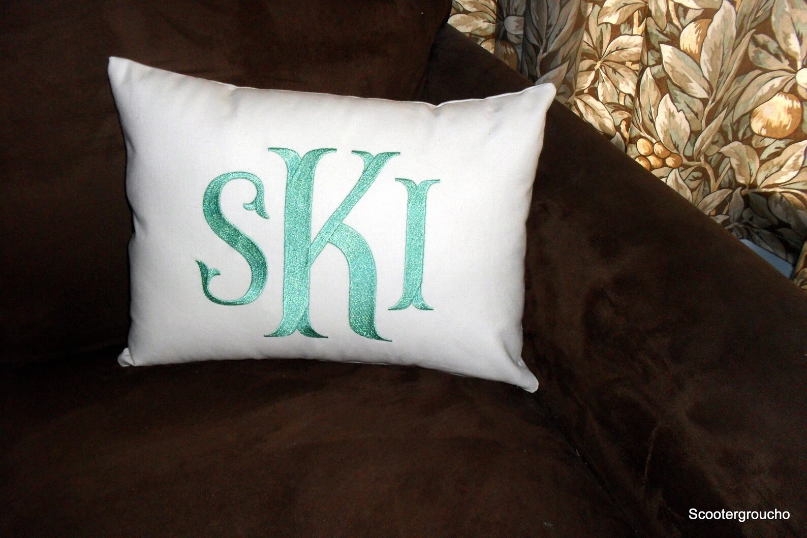 Custom Large Embroidered Monogram Pillow 16 by 12 Great Gift Idea ...
