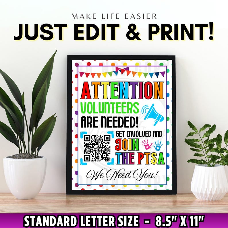 PTA PTO Recruitment Flyer Template W/qr Code: Rainbow Theme | School ...