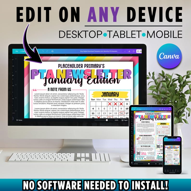 Editable PTA Newsletter Templates: 12-month Themed Canva Bundle ...
