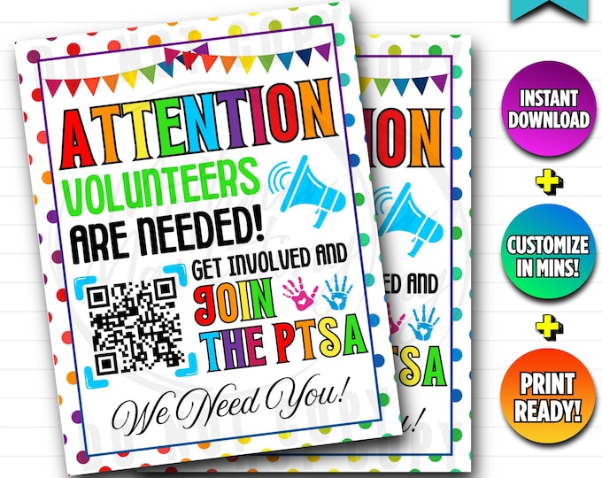 PTA PTO Recruitment Flyer Template W/qr Code: Rainbow Theme | School ...