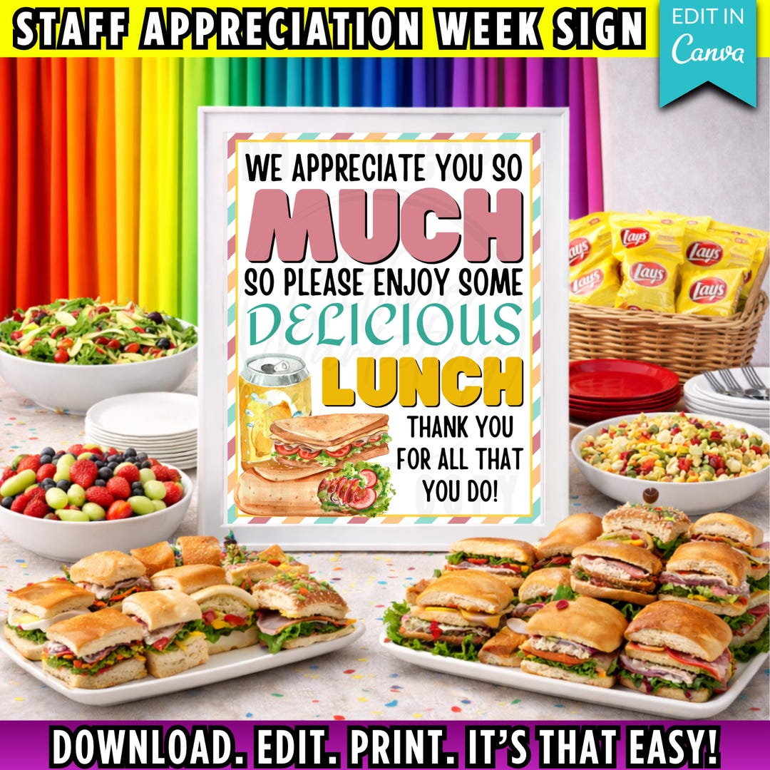 Teacher & Staff Appreciation Lunch Sign Printable | 8x10 Breakroom ...