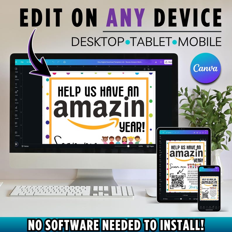 Editable Amazon Wishlist Flyer Template: School PTA/PTO QR Code Sign ...