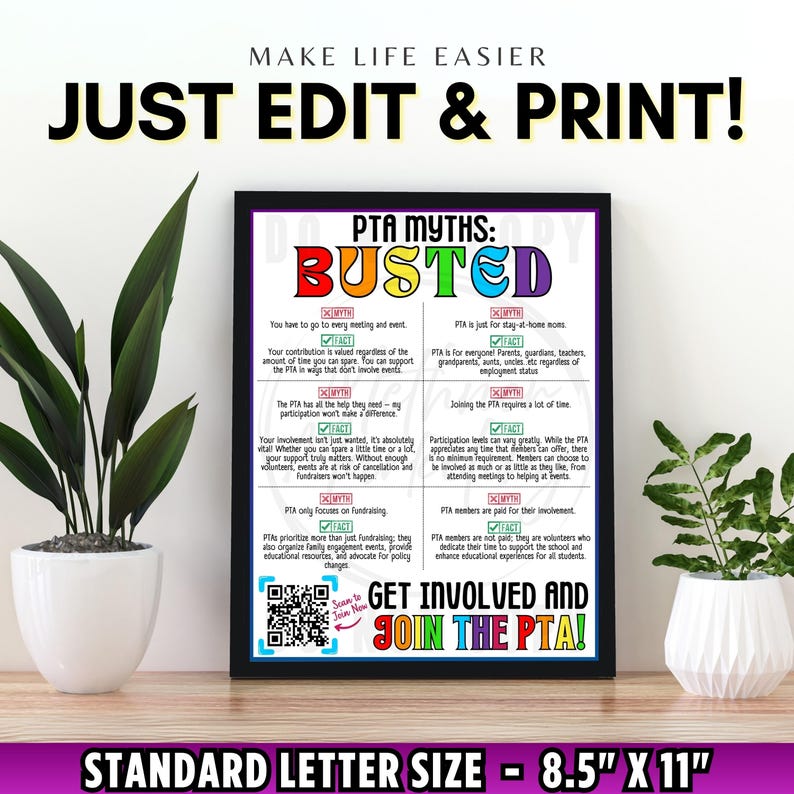PTA Myth Busters Flyer Template: Rainbow Theme Editable Canva Design ...