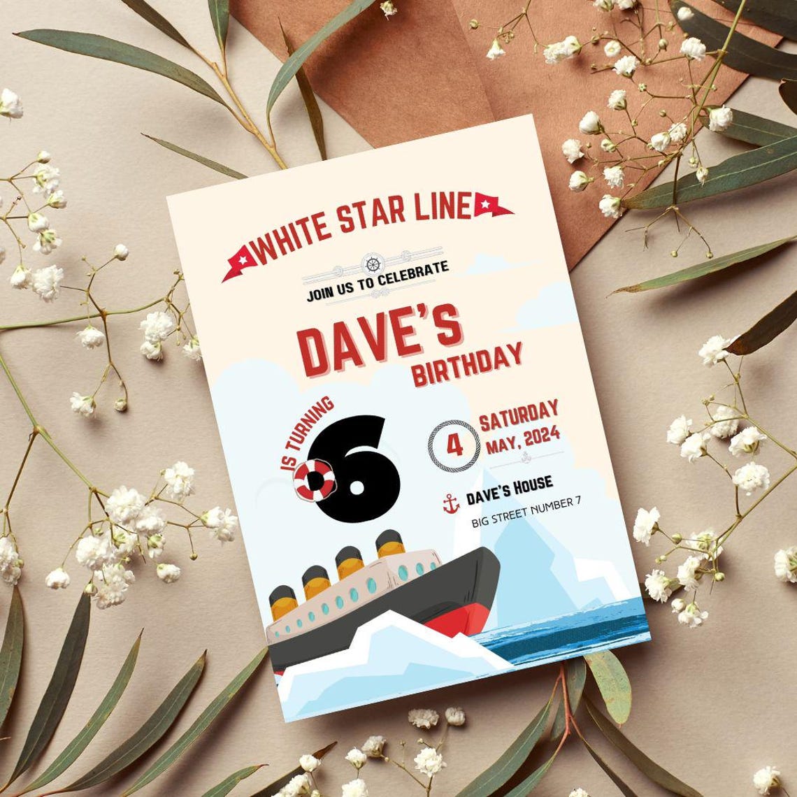 Titanic Birthday Invitation for Kids – Editable Canva Template ...