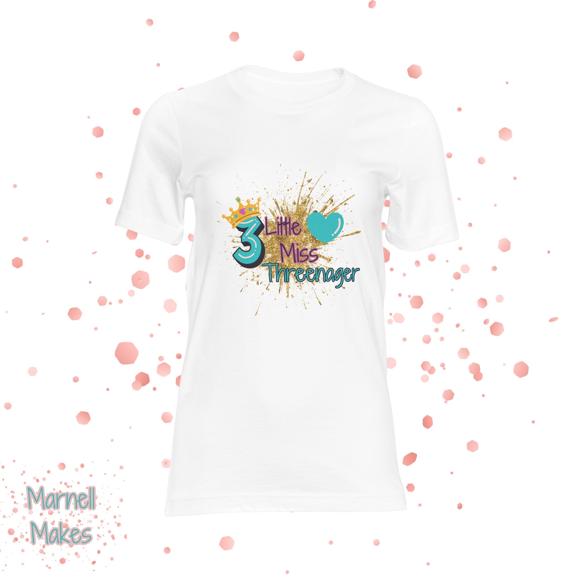 Digital File (PNG and PDF) 3 Year Old Slogan (little Miss Threenager ...