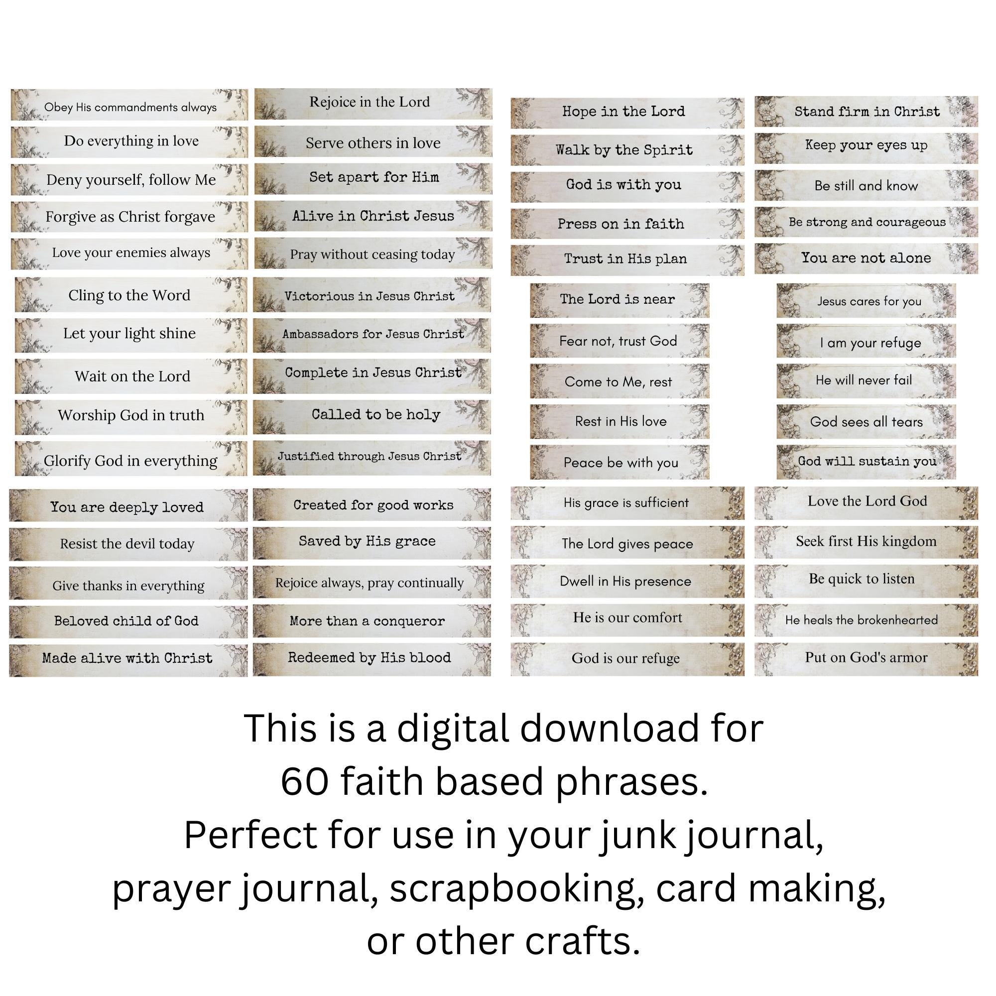 Scripture Washi Tape Labels Faith Based Junk Journal Supplies Scrapbook ...
