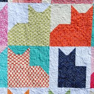 Cat Quilt Block Modern Pattern, Instant Download Instructions for ...