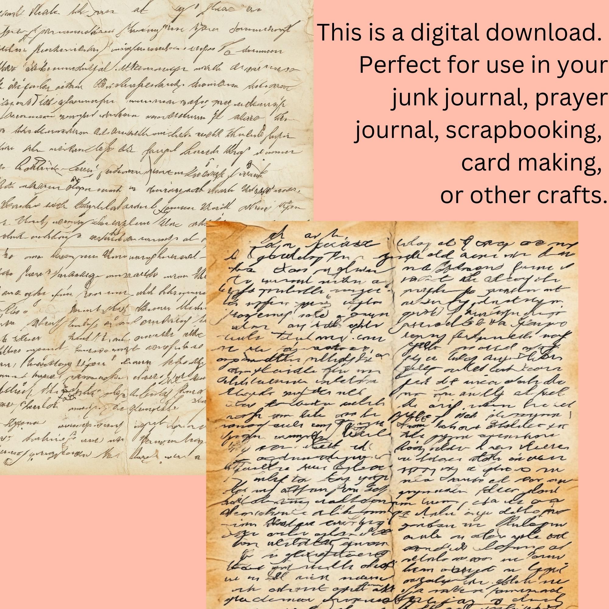 Vintage Handwritten Paper Instant Download Digital Paper for Junk ...