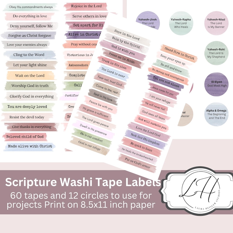 Scripture Washi Tape Labels Digital Faith Based Junk Supplies Scrapbook ...