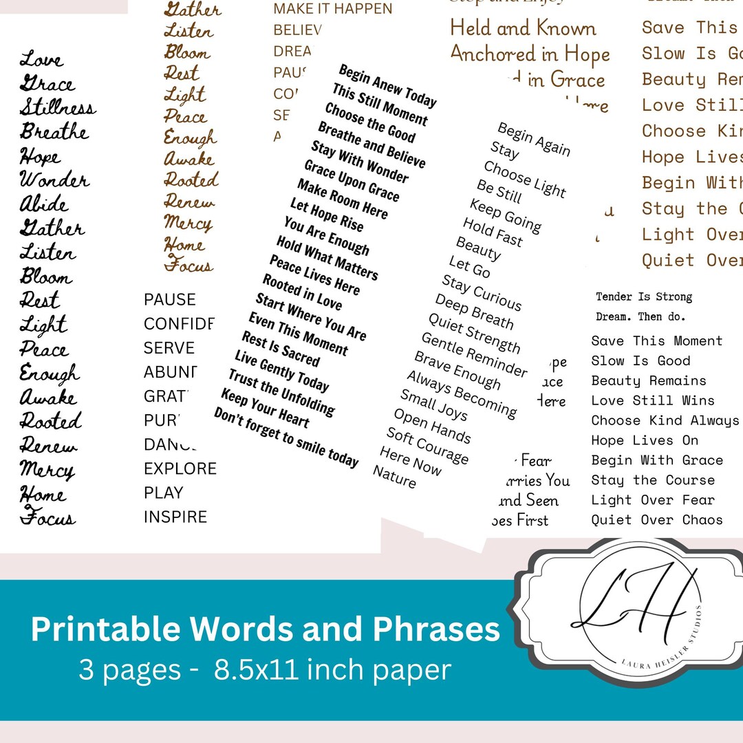 Journal Words Printable Quotes and Phrases Scrapbooking Ephemera ...