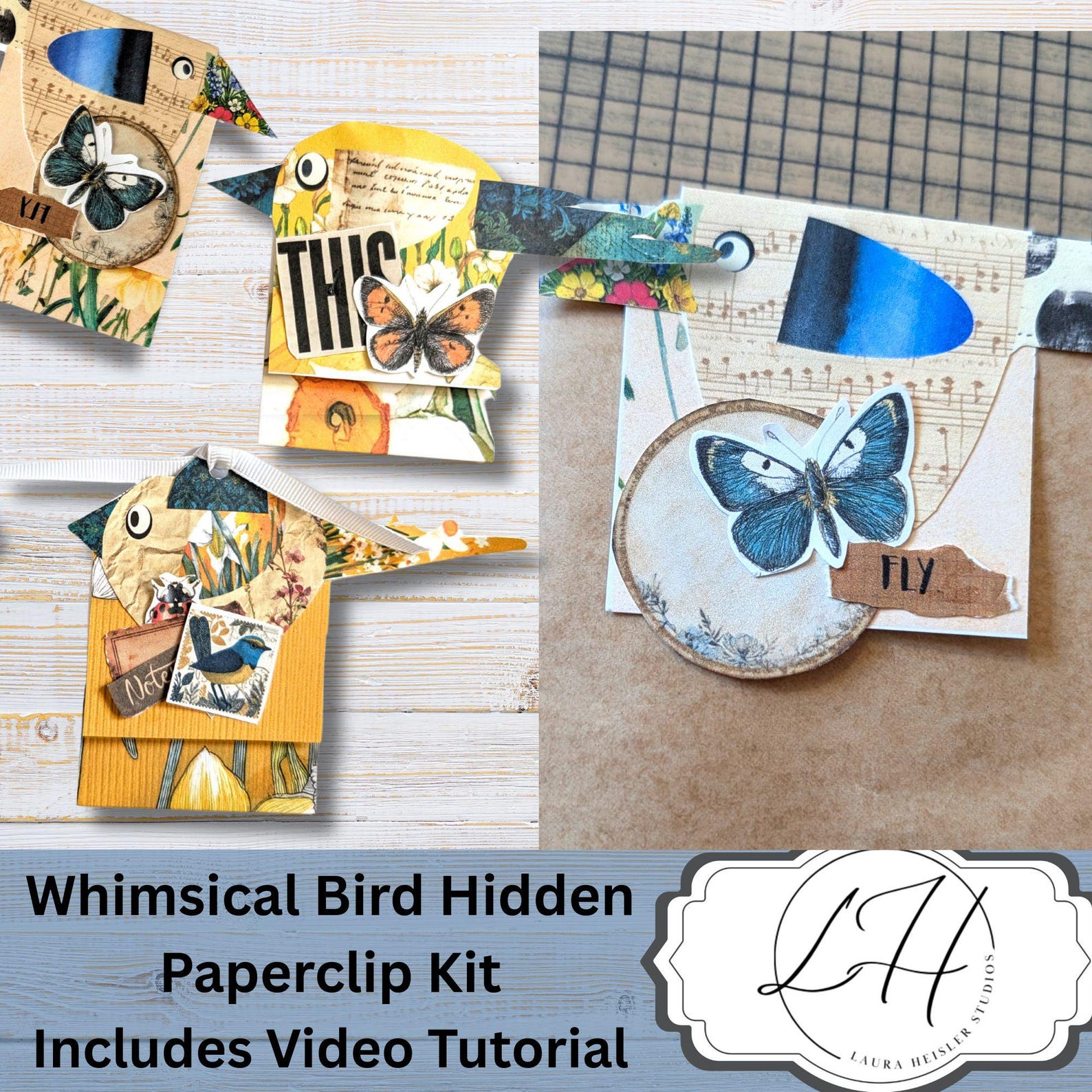 Hidden Paperclips Ephemera Whimsical Birds Bold and Colorful Junk ...