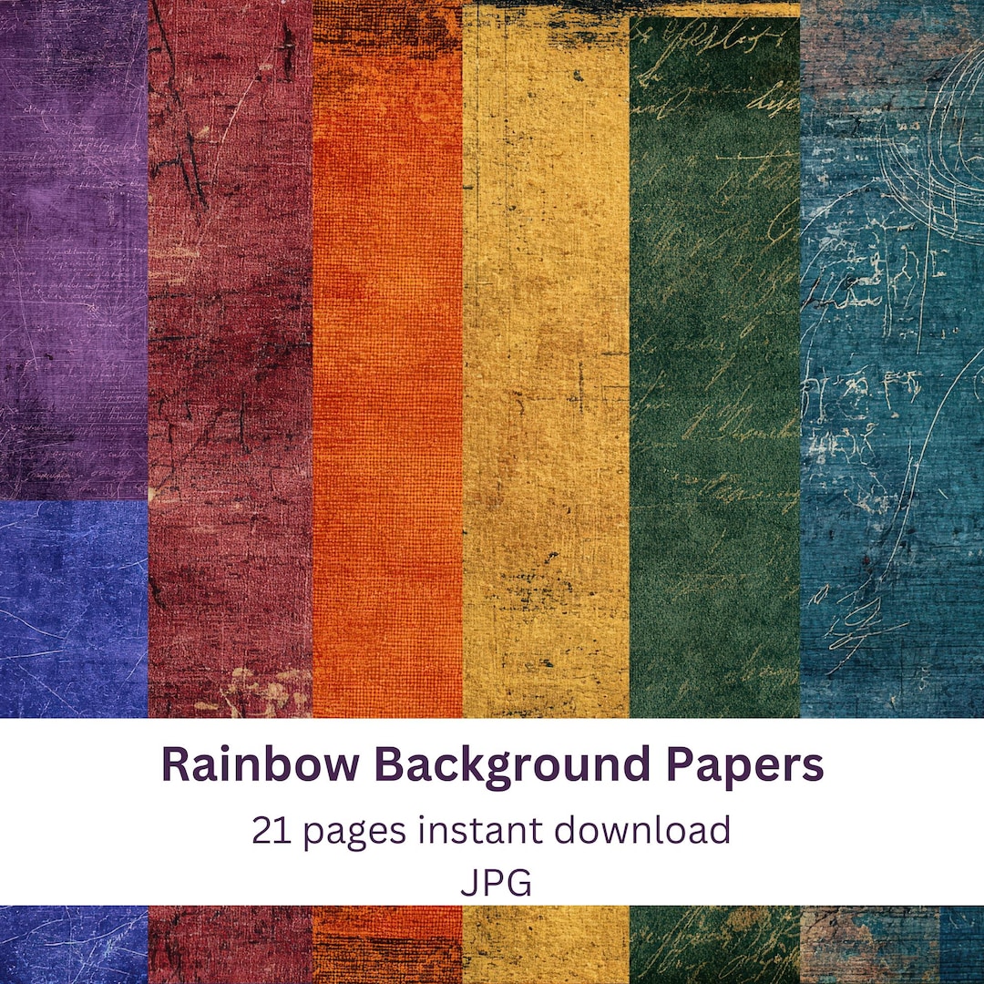 Junk Journal Rainbow Color Pages Download Digital Paper Distressed ...