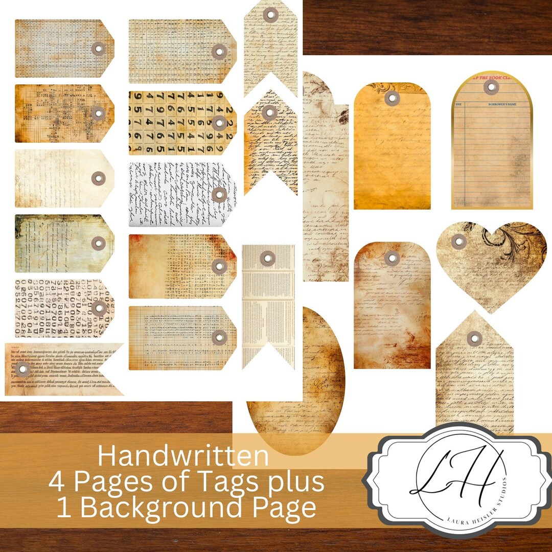 Printable Ephemera Tags Handwriting for Junk Journaling and Scrapbook ...