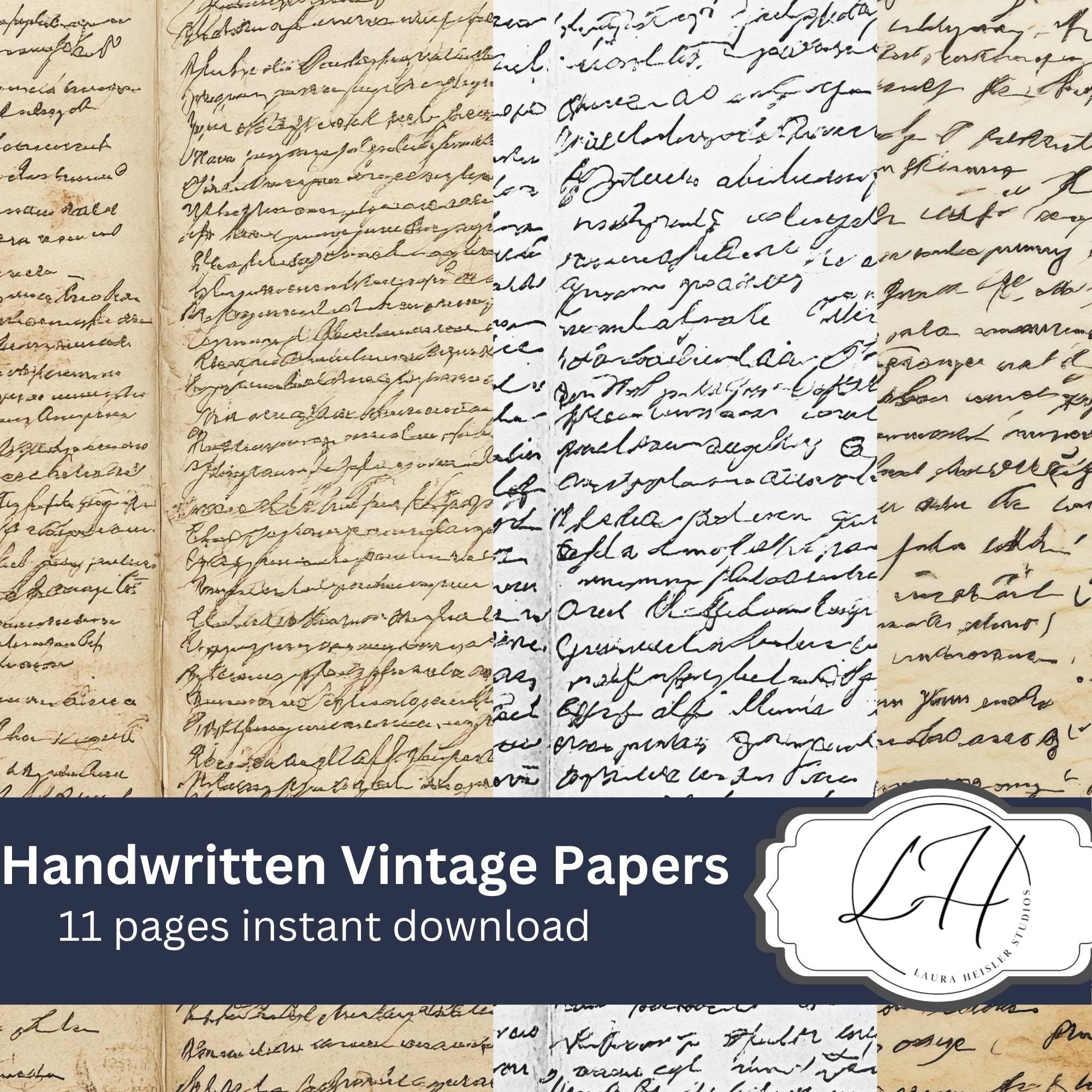 Vintage Handwritten Paper Instant Download Digital Paper for Junk ...