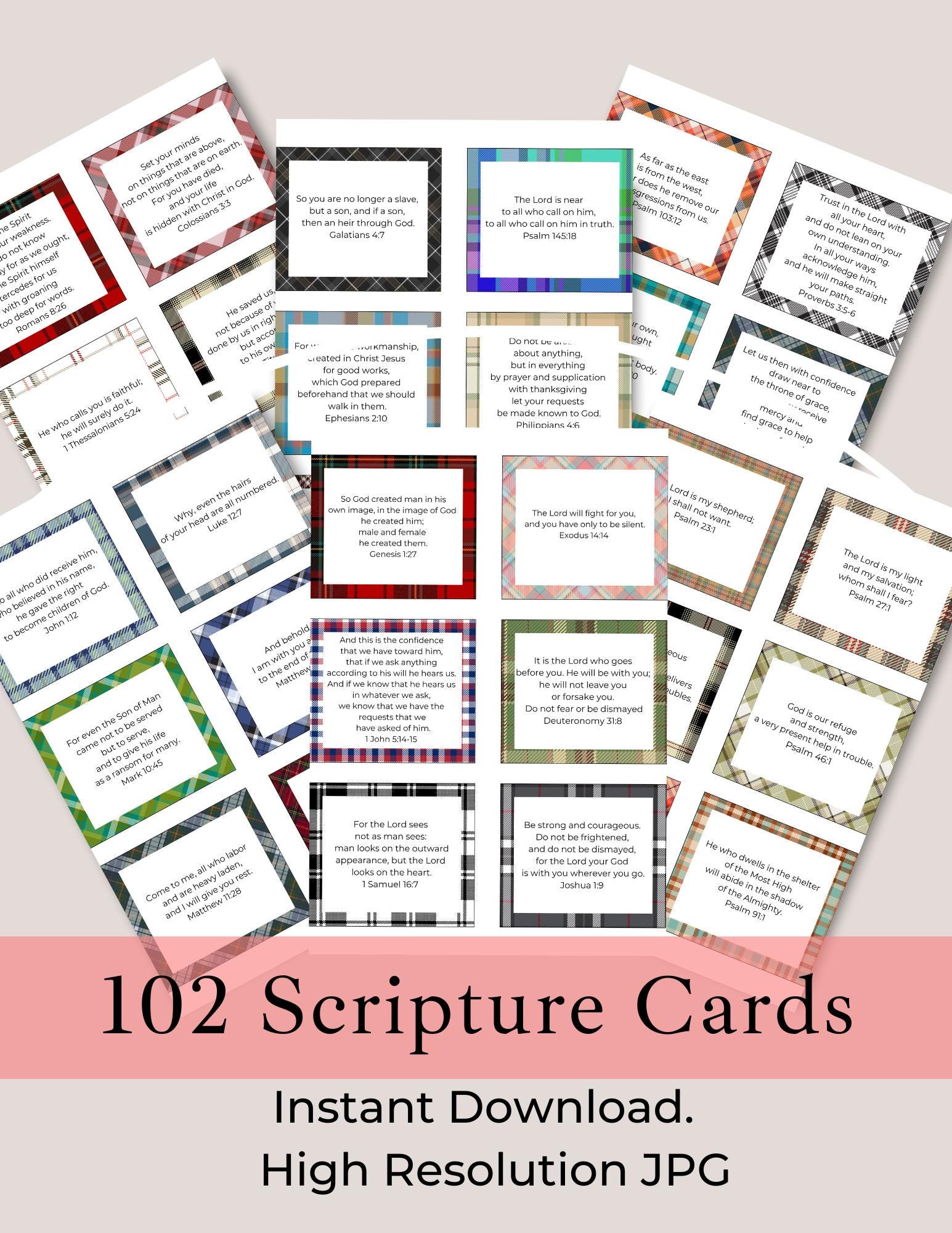 Scripture Cards Instant Download Plaid Mens ESV Encouragement Gods ...