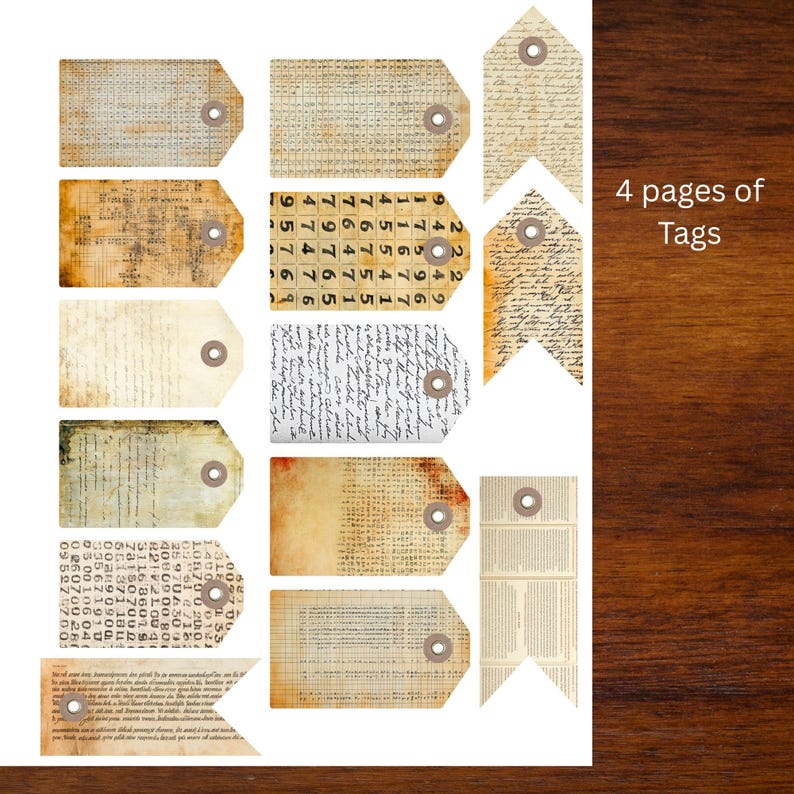Printable Ephemera Tags Handwriting for Junk Journaling and Scrapbook ...