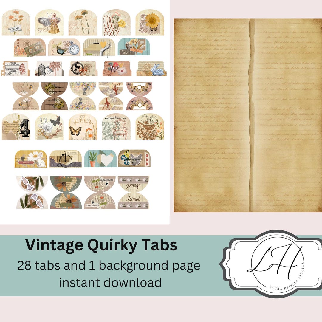 Tabs Vintage Junk Journal Quirky Victorian Ephemera Supplies for ...