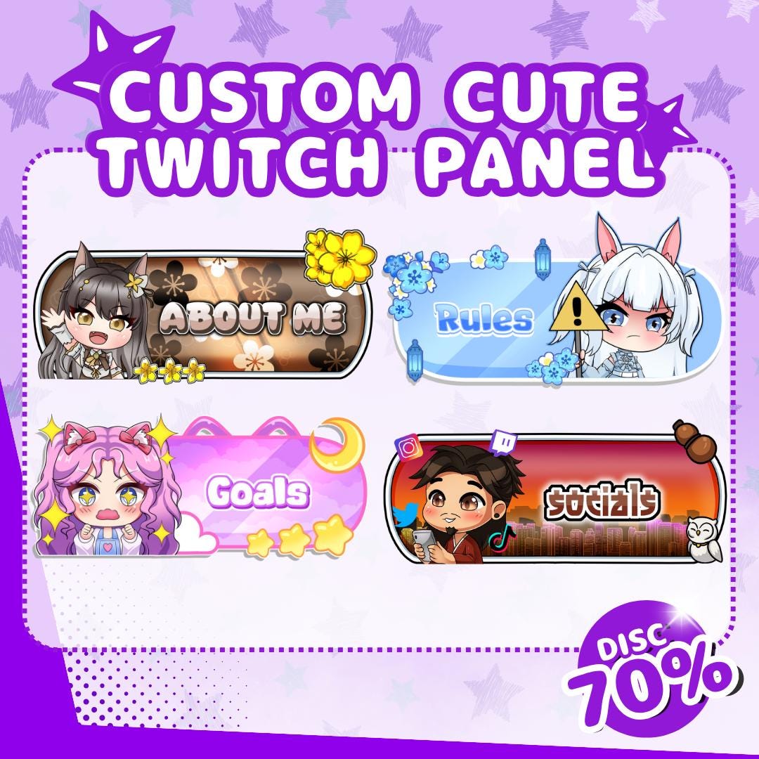 Custom Chibi Twitch Panel: Personalized Anime Stream Design - Etsy