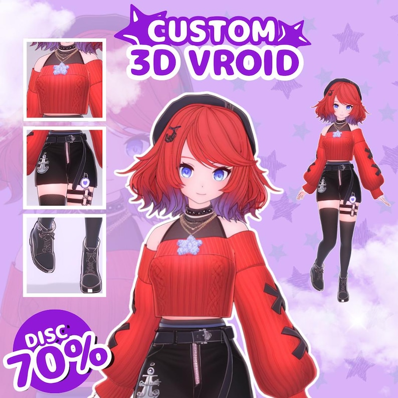 CUSTOM 3D VROID MODEL | Custom 3D Vtuber Model, Convert Live2d to Vroid ...