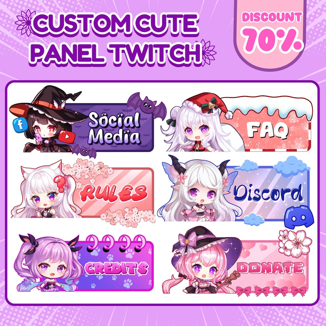 Custom Twitch Panels | Vtuber Panel, Personalized Twitch , Cute Chibi ...