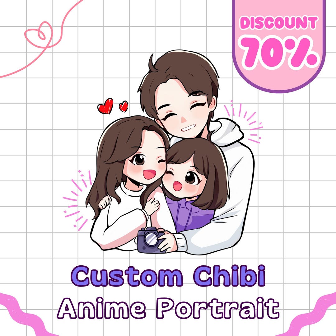 Custom Chibi Portrait Family Chibi Portrait Custom Cartoon Portrait ...