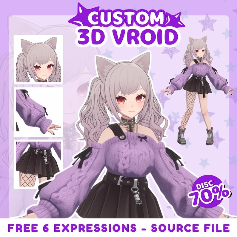 Custom 3D Vtuber Avatar | Convert Live2d to 3D Vroid, Unity & Vrchat - Etsy