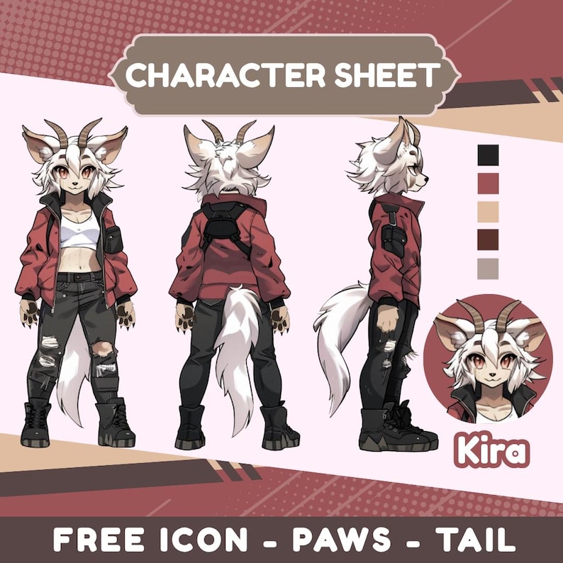 Custom Fursona Reference Sheet Personalized Furry Character Design Etsy