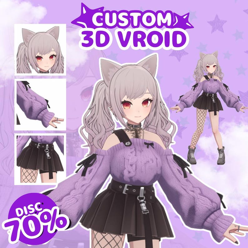 CUSTOM 3D VROID MODEL | Custom 3D Vtuber Model, Convert Live2d to Vroid ...