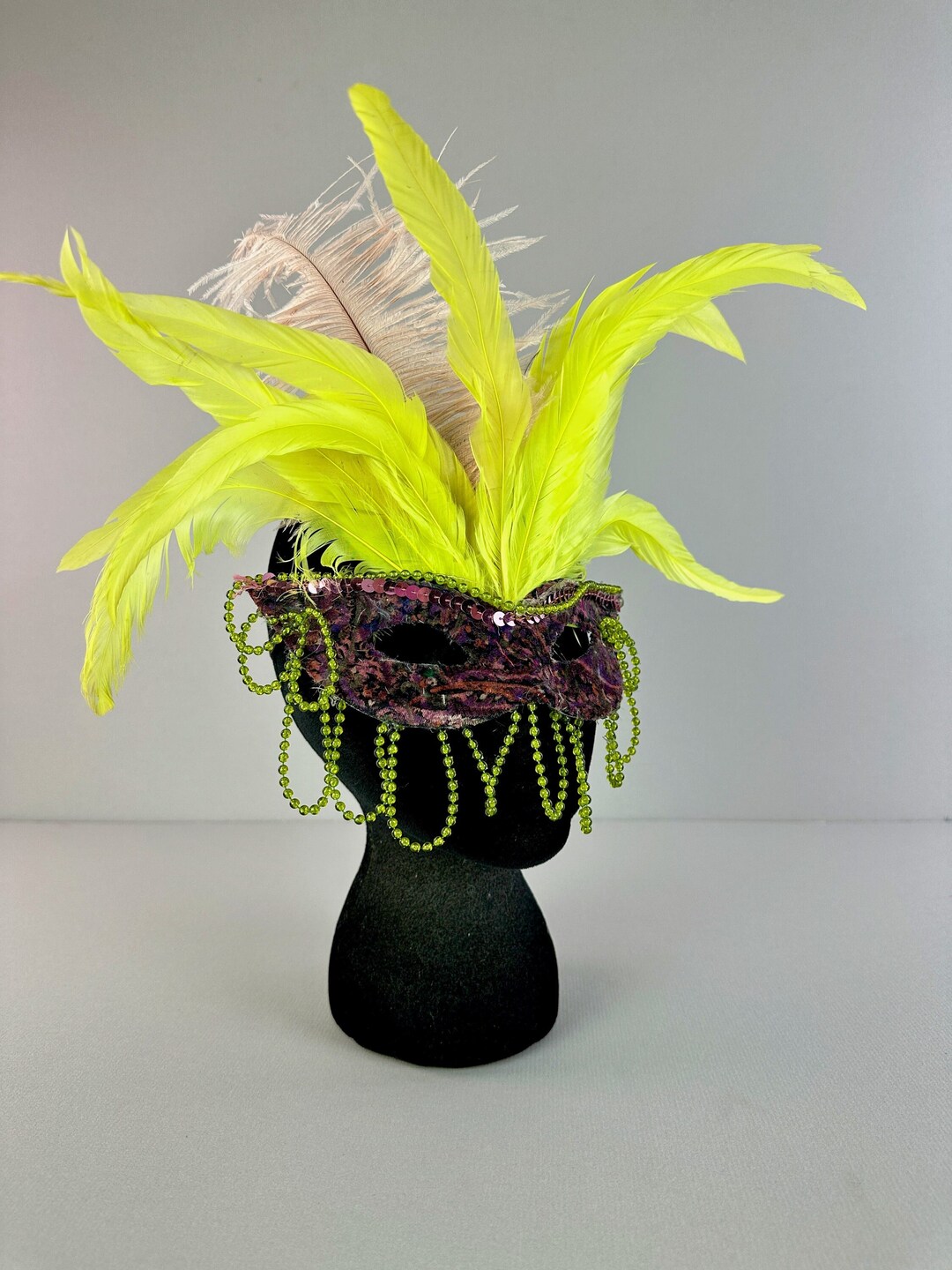 80s Masquerade Mask Custom Mardi Gras Costume Ball Feather Sequin - Etsy